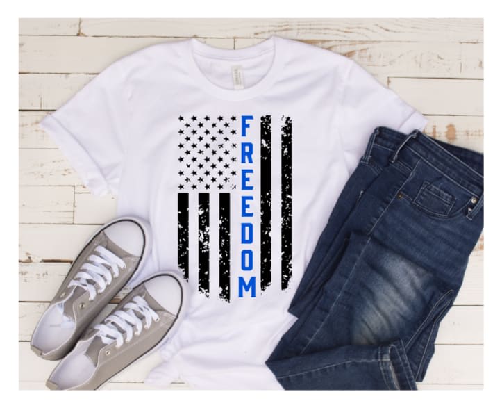 Freedom - White T-Shirts - Ol Skool Graphics LLC - Personal Creations
