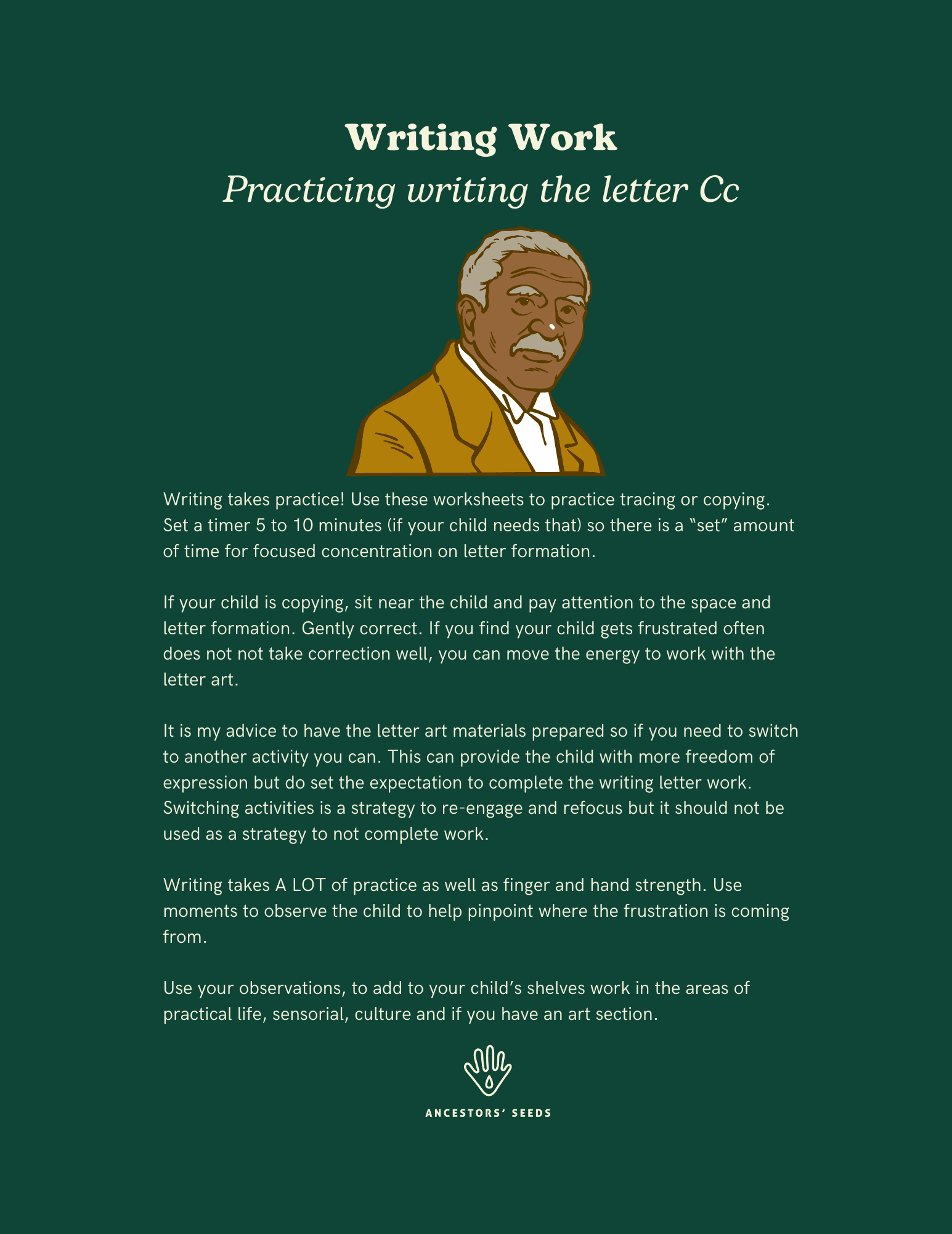 Writing + Art with the letter Cc for Dr. George Washington Carver