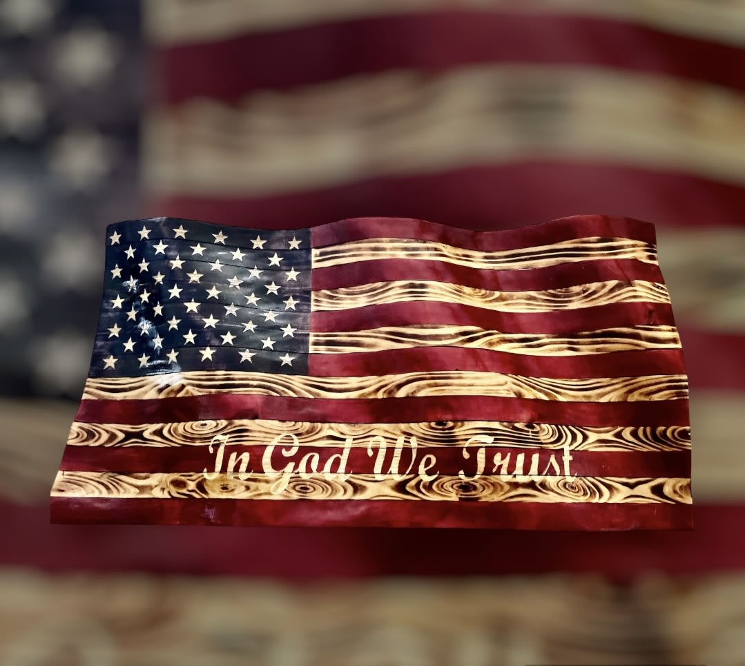 Rustic In God We Trust - Rustic American Flags - Cajun Gators Woodworks ...