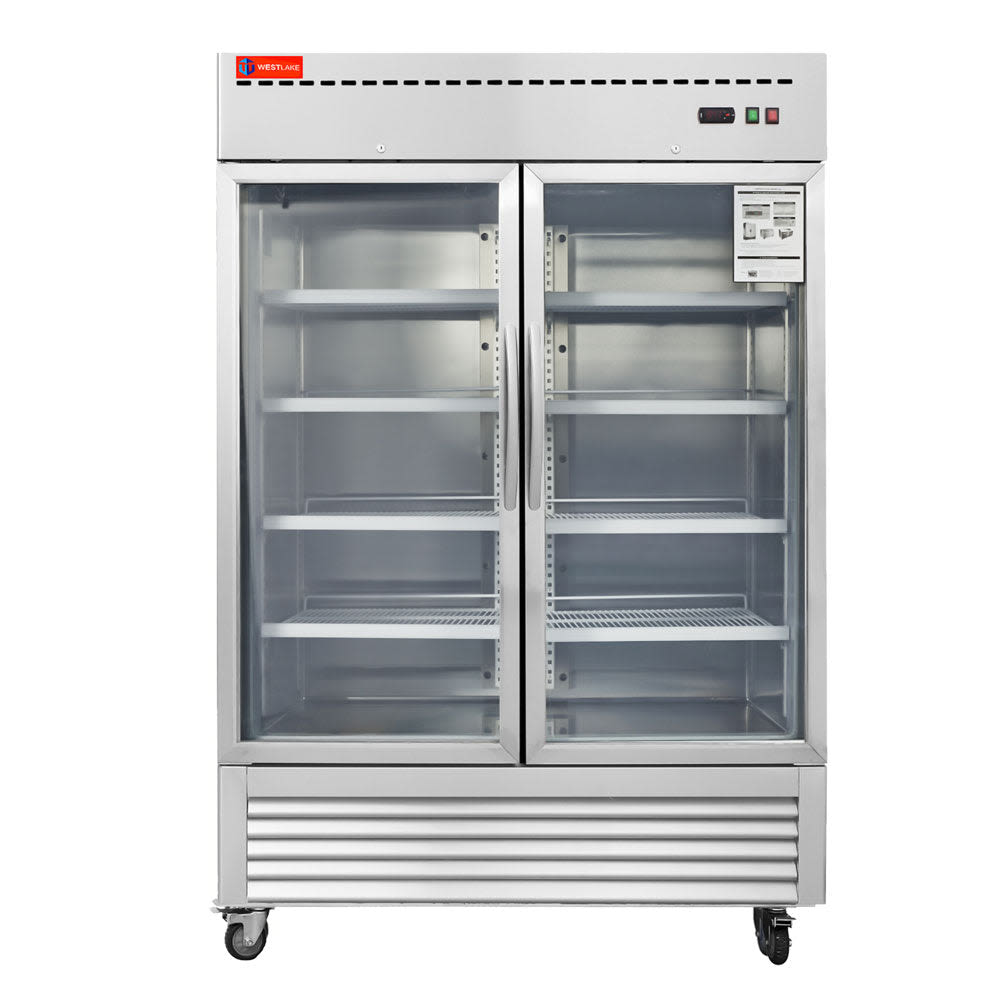 Commercial Refrigerator 2 Glass Door, WESTLAKE 54" W Merchandiser Reach ...