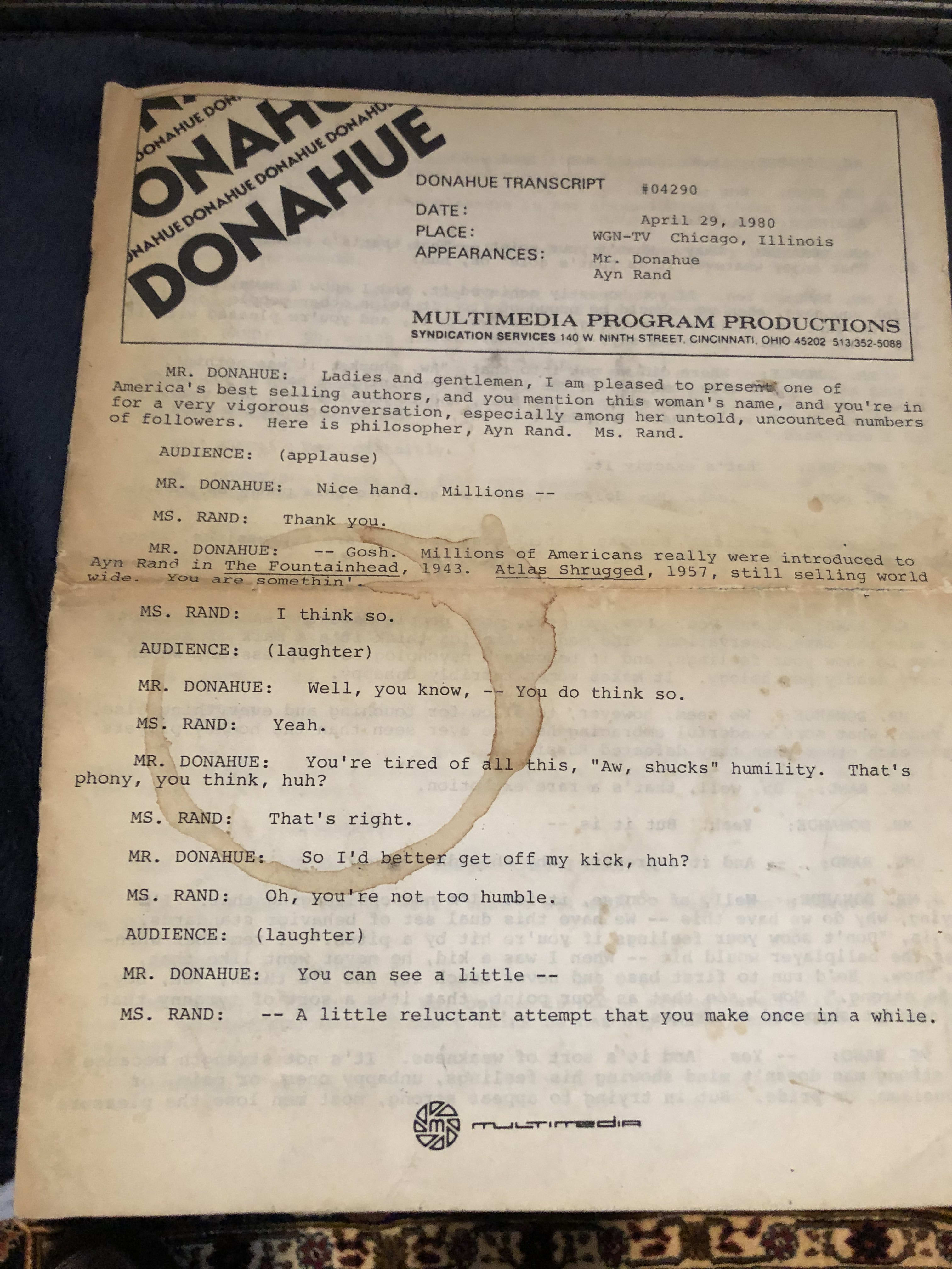 Ayn Rand Interview: The Phil Donahue Show - Ayn Rand - Pen Ultimate ...
