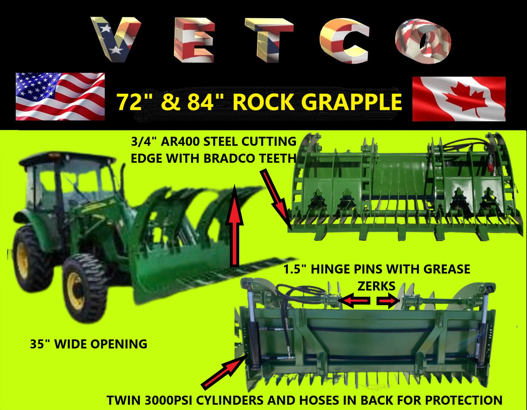 JD ROCK GRAPPLE 72" & 84" - JOHN DEERE ROCK GRAPPLE - Veteran Equipment ...