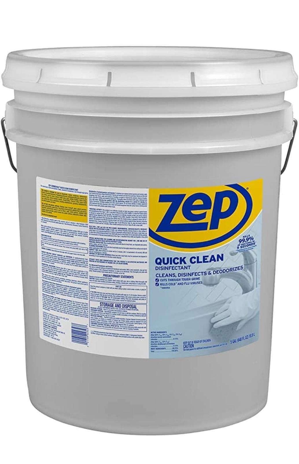 Zep Quick Clean Disinfectant 5 Gallon. - Cleaning Products - J and A ...