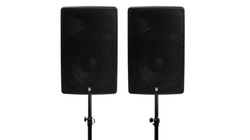 2 x Orion 15" 400w Powered Speakers + Stands - PA + Sound Systems