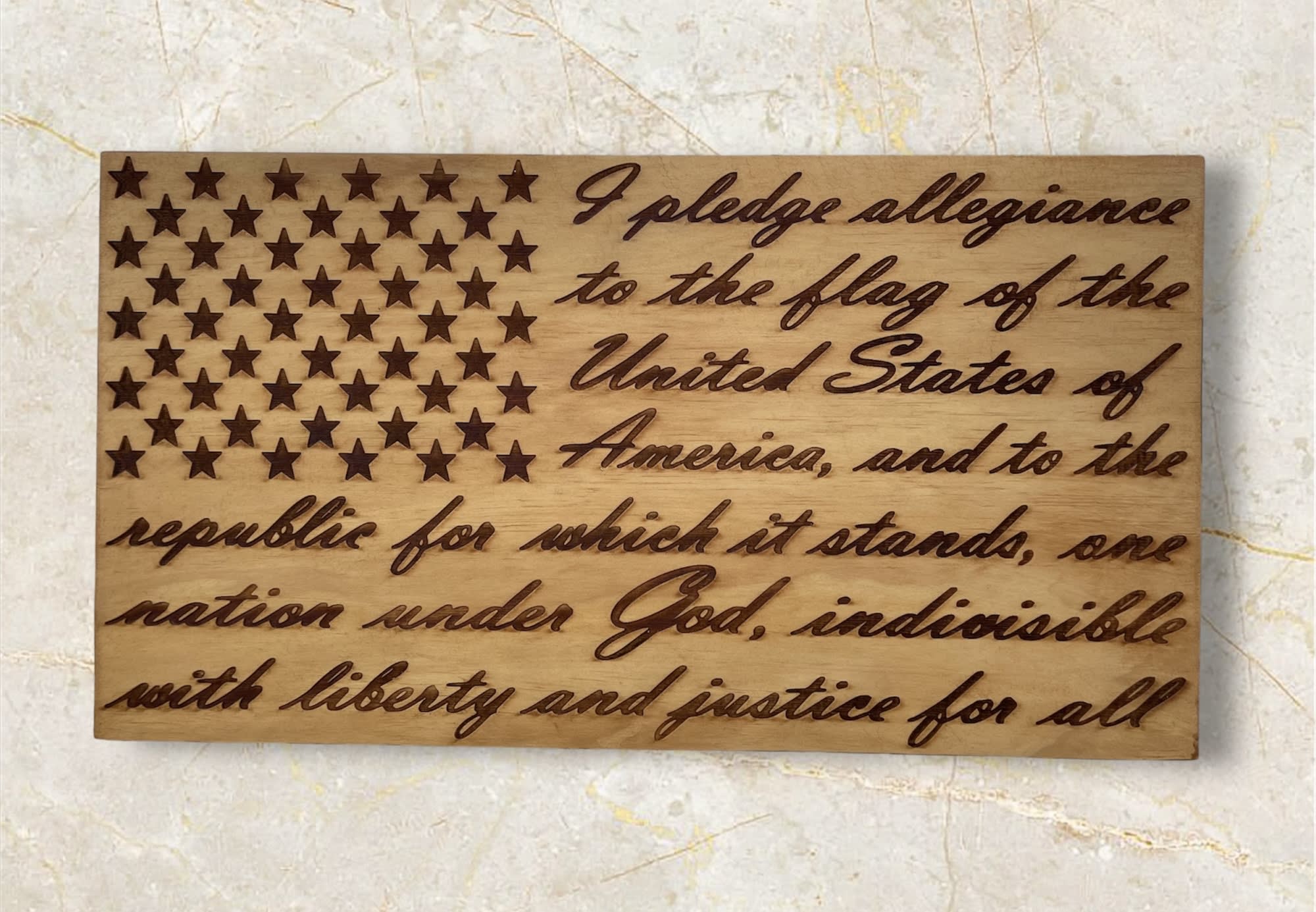 Pledge Of Allegiance - Lasered Flat Flags - Cajun Gators Woodworks ...