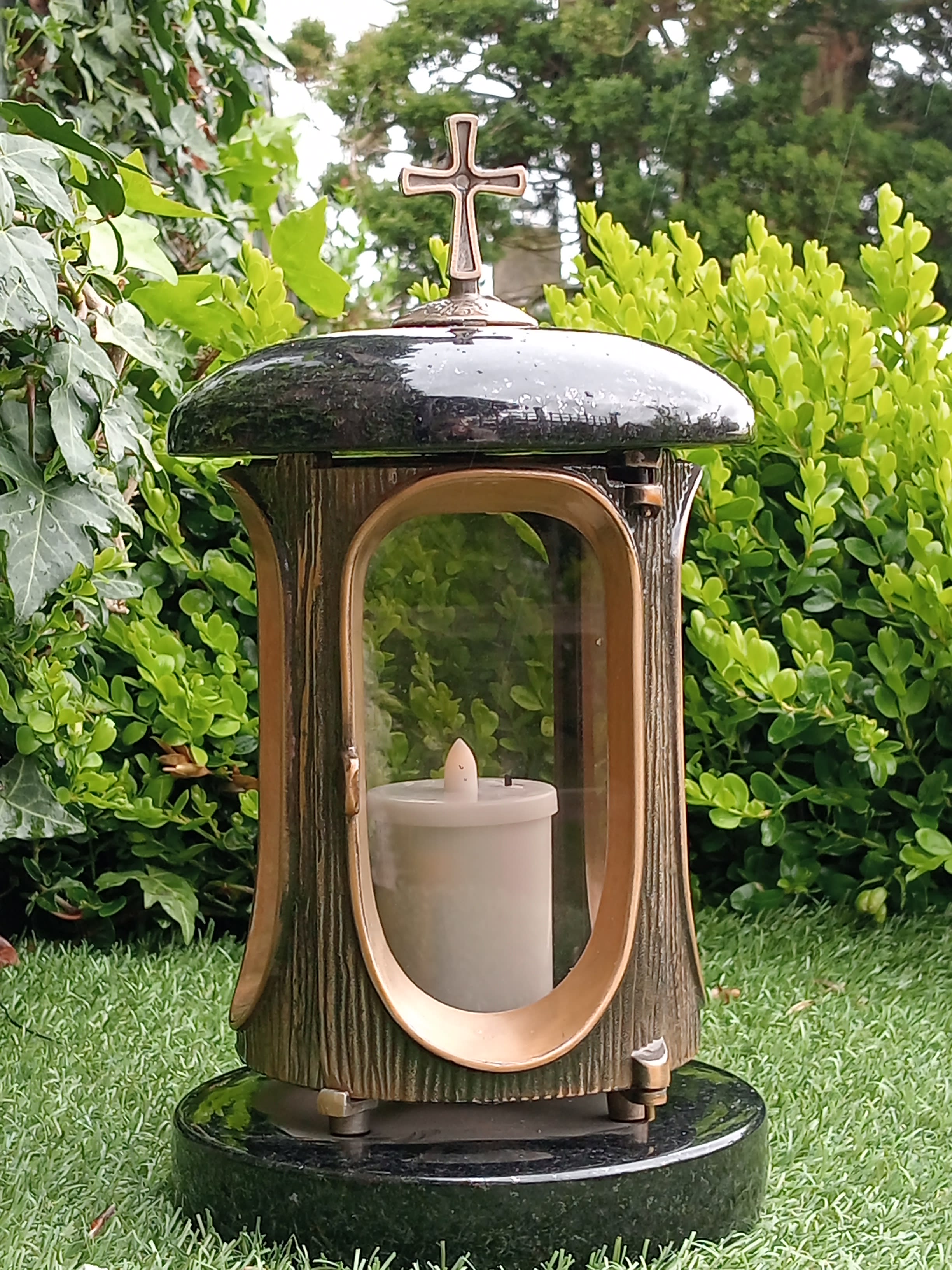 Granite Personalised Memorial Grave Candle Lantern Funeral Cemetery ...