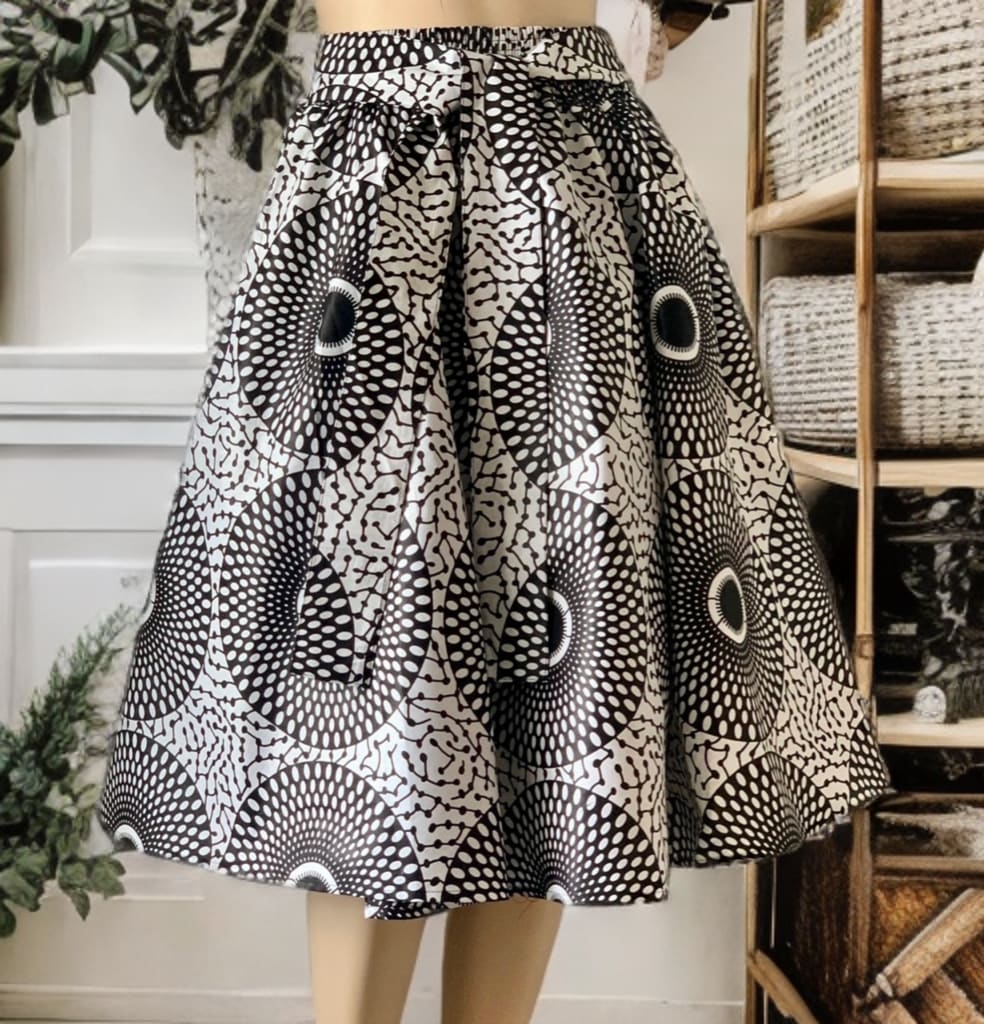 Black & White African Ankara Mud Print short skirt - African Skirts ...