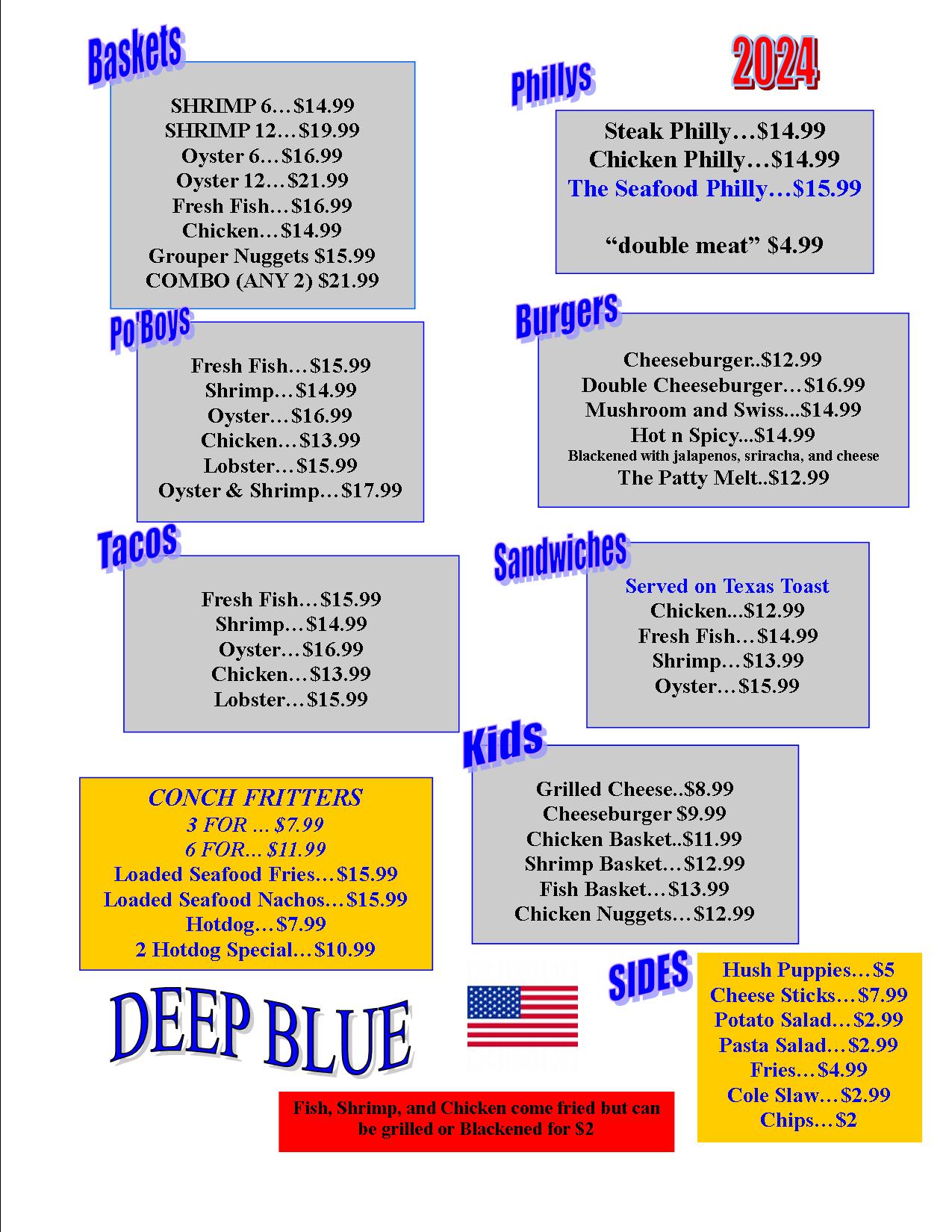 2023 Menu - MENU - Deep Blue Food Truck | Food Truck in Pensacola