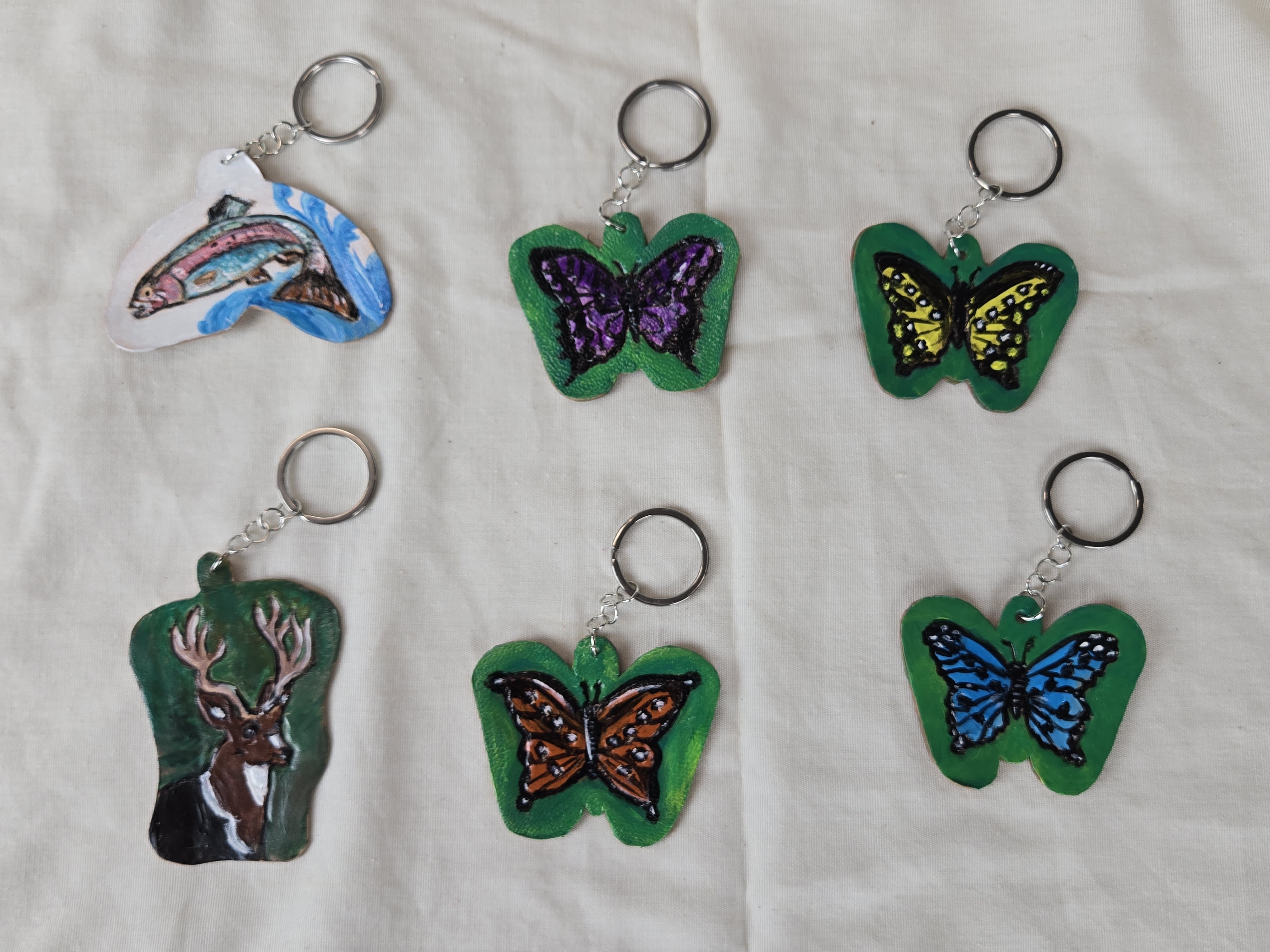 Hand Painted Leather Keychains - Keychains - Silvashire Crafts | Camden ...