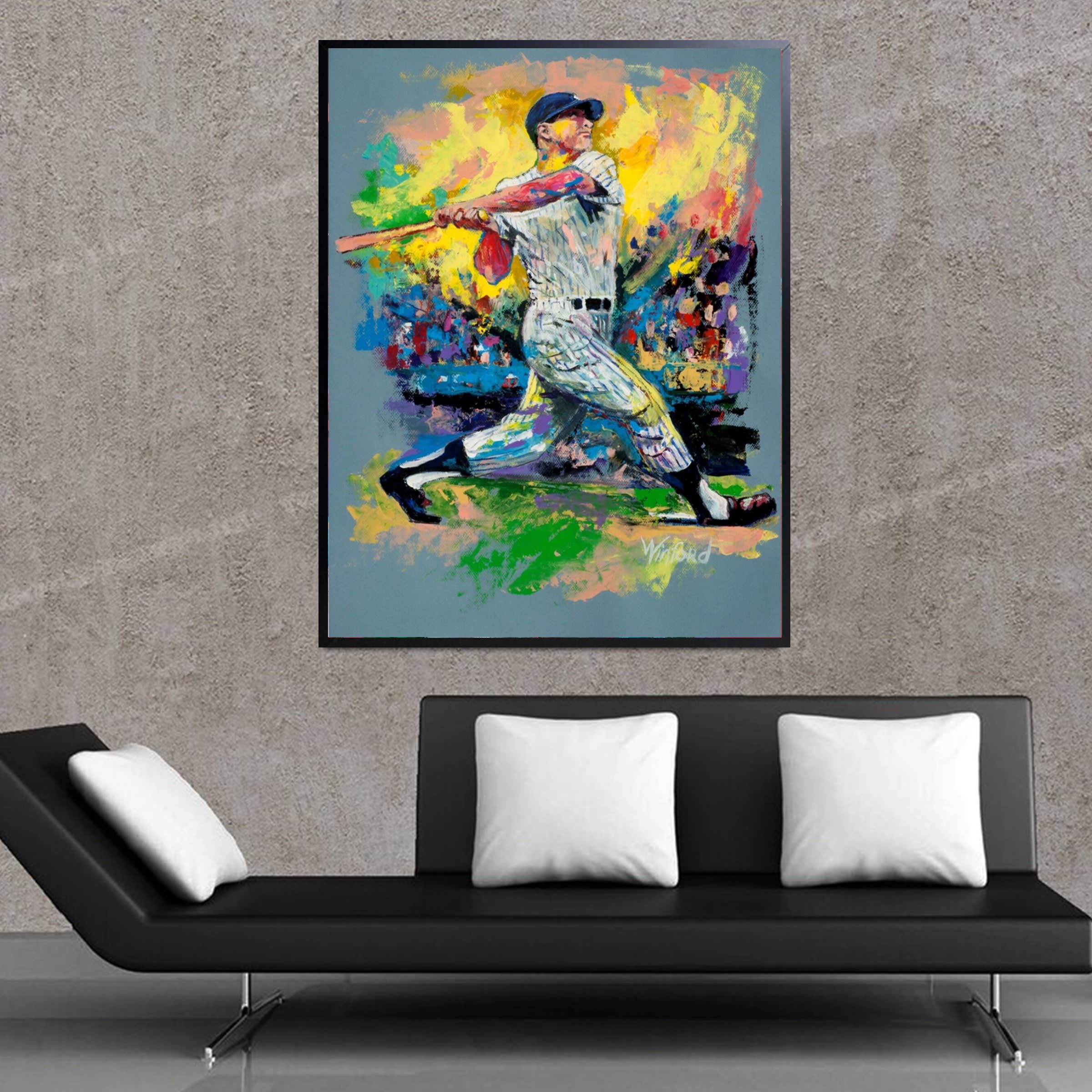 SALE Mickey Mantle 36"H X 24"W X 1.5"D Acrylic Painting Thick Layers ...