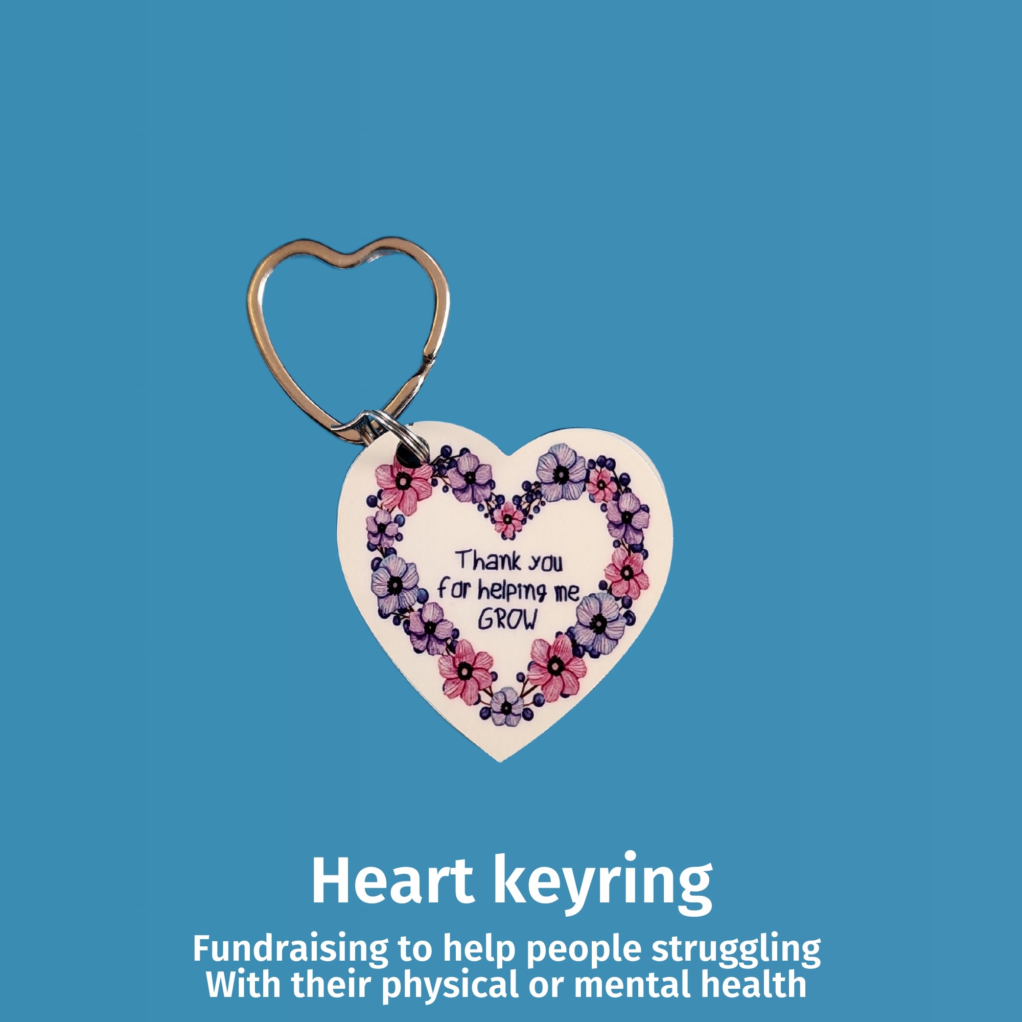 Keyring floral 'grow' heart - Kindness Keyrings - Kindness Community ...