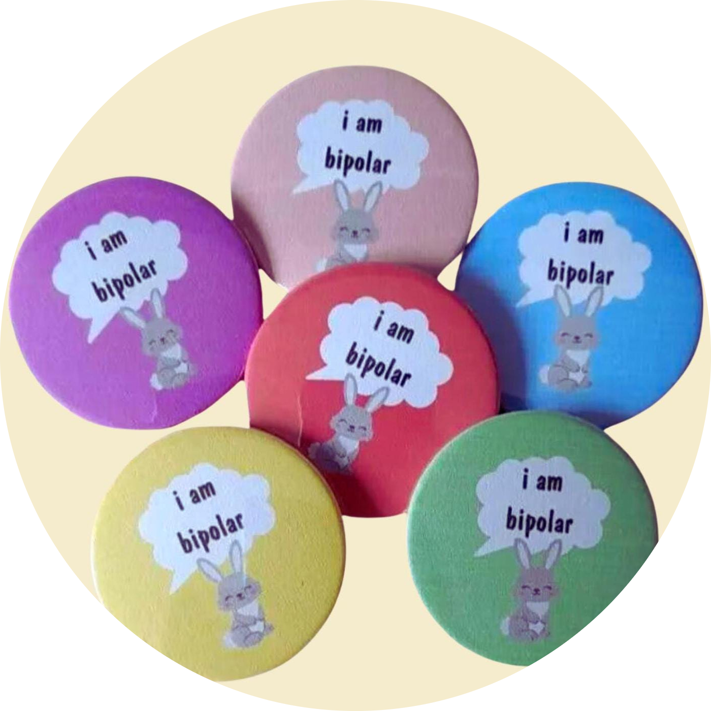 'I am Bipolar' Hidden Disability Badge with Rabbit - Mental Health ...