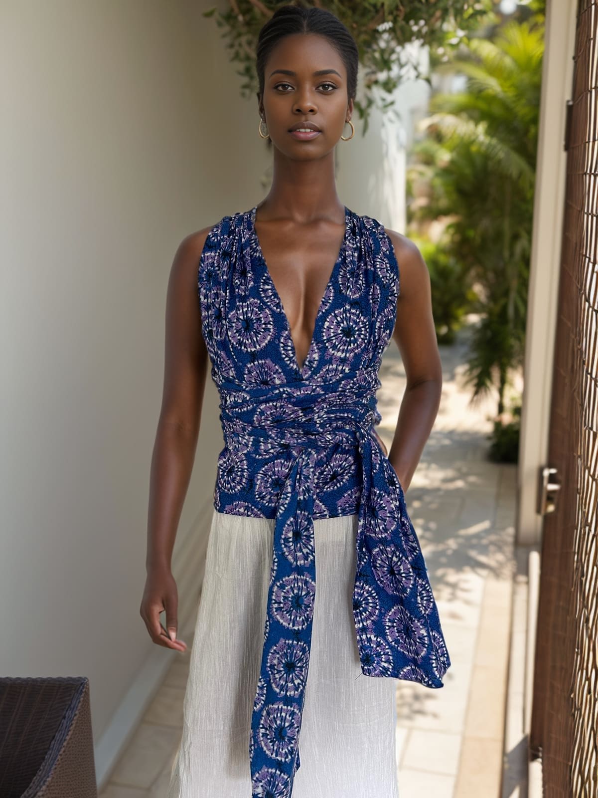 Lara African Print Elasticated Back Infinity Top - Clothing for Queens