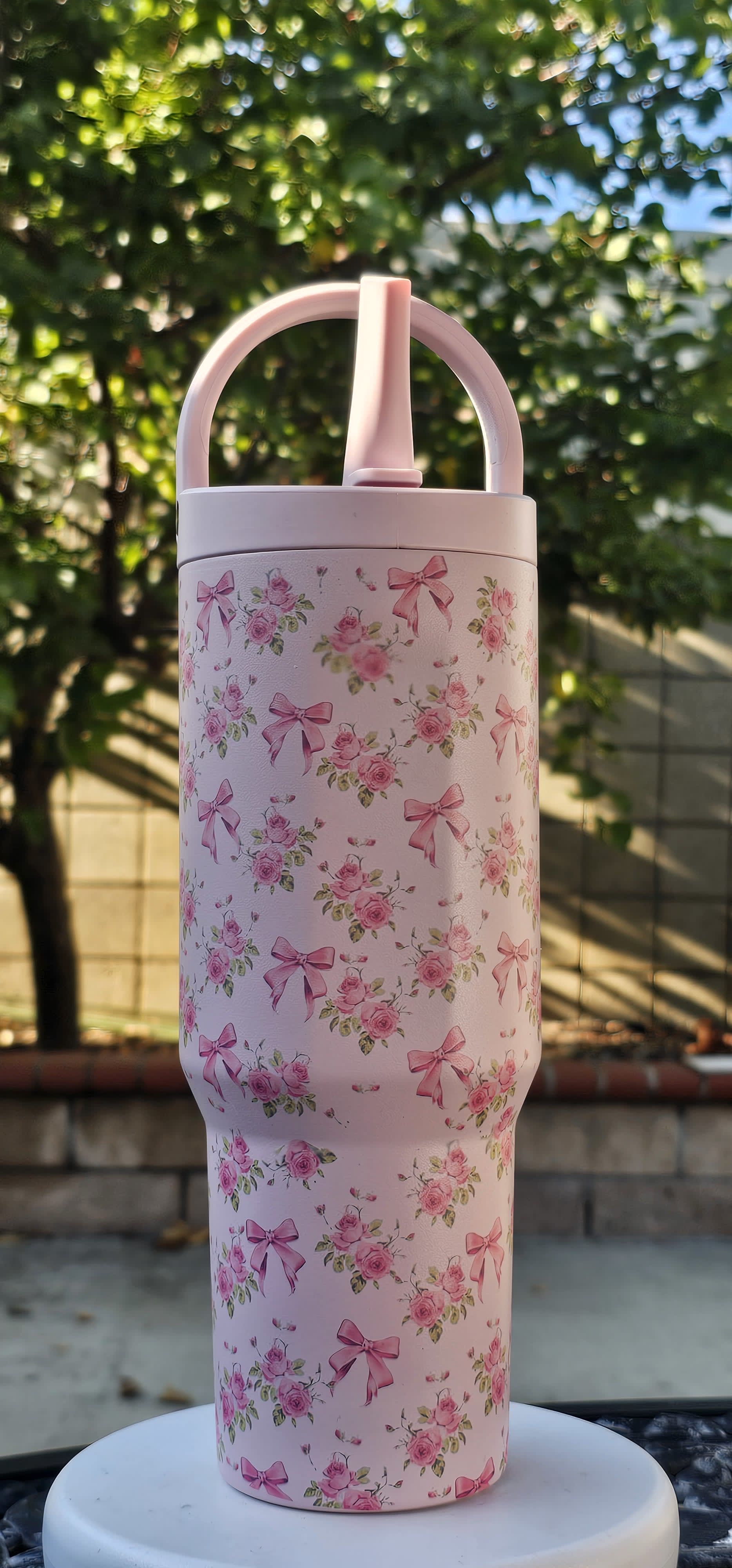 32oz Hydrojug Sports Pink Sand Flowers Coquette Bows Sweet Girl