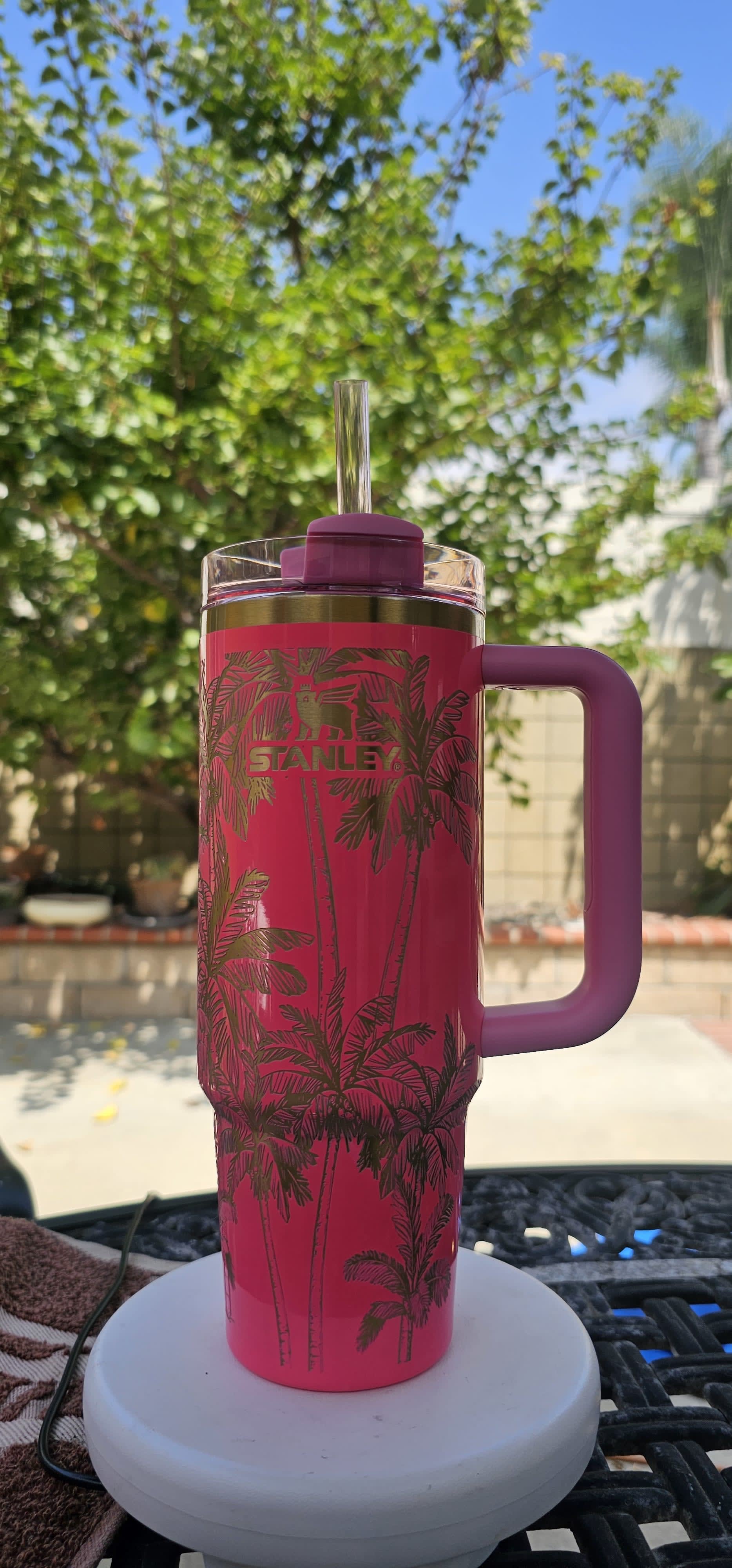 30oz Pink Parade Stanley Laser Engraved Palm Trees - Stanley Quencher ...