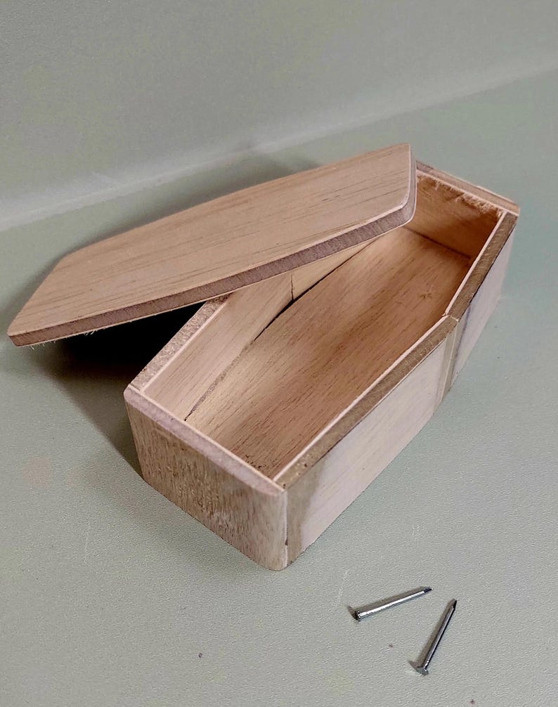 Wooden plywood coffin casket for spell work, talismans, magic, protection