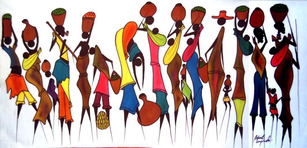 Community - Zulu Watercolors - Small World African Art | Phoenix Retailer