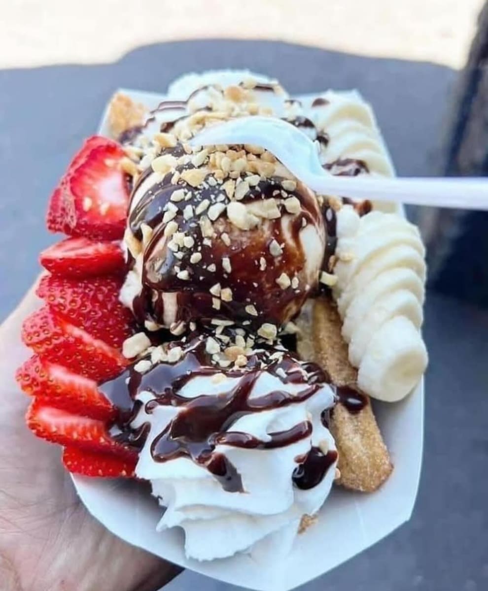 Churro Ice Cream Sundaes - Churros - Papas The Loaded Baked Potato ...