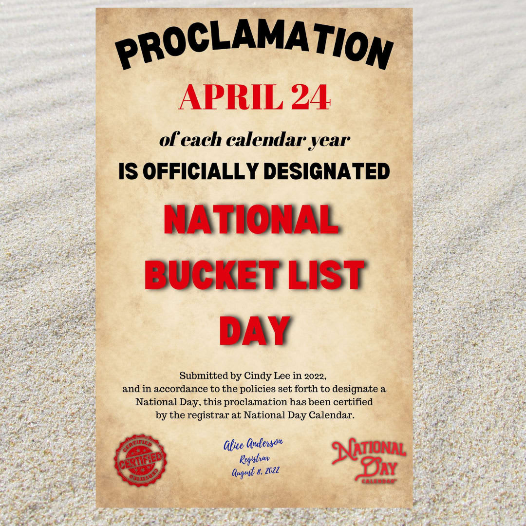 National Bucket List Day Annual Vacation | National Holiday Events