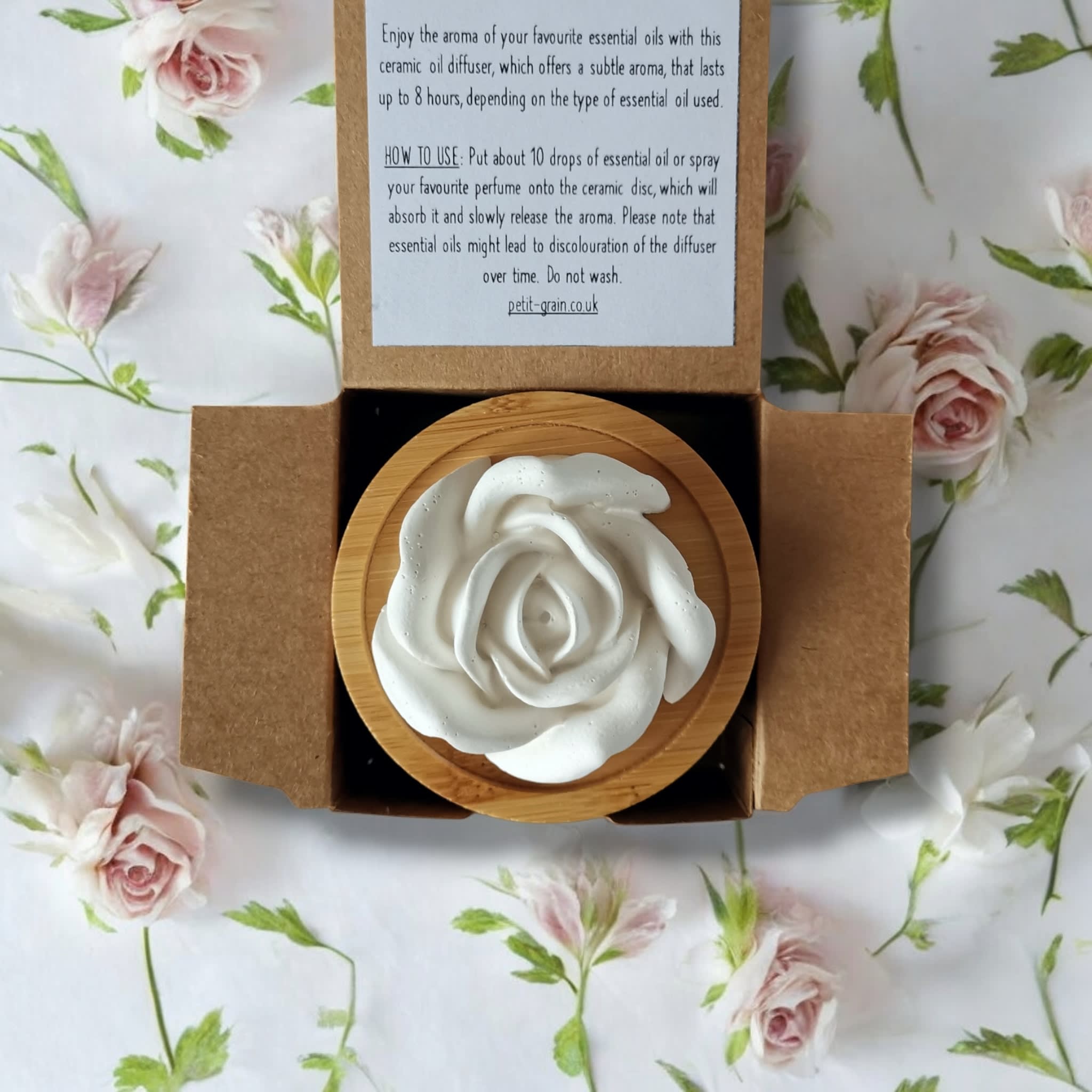 Stonecast & bamboo rose diffuser - Oil Diffusers & Incense Burners