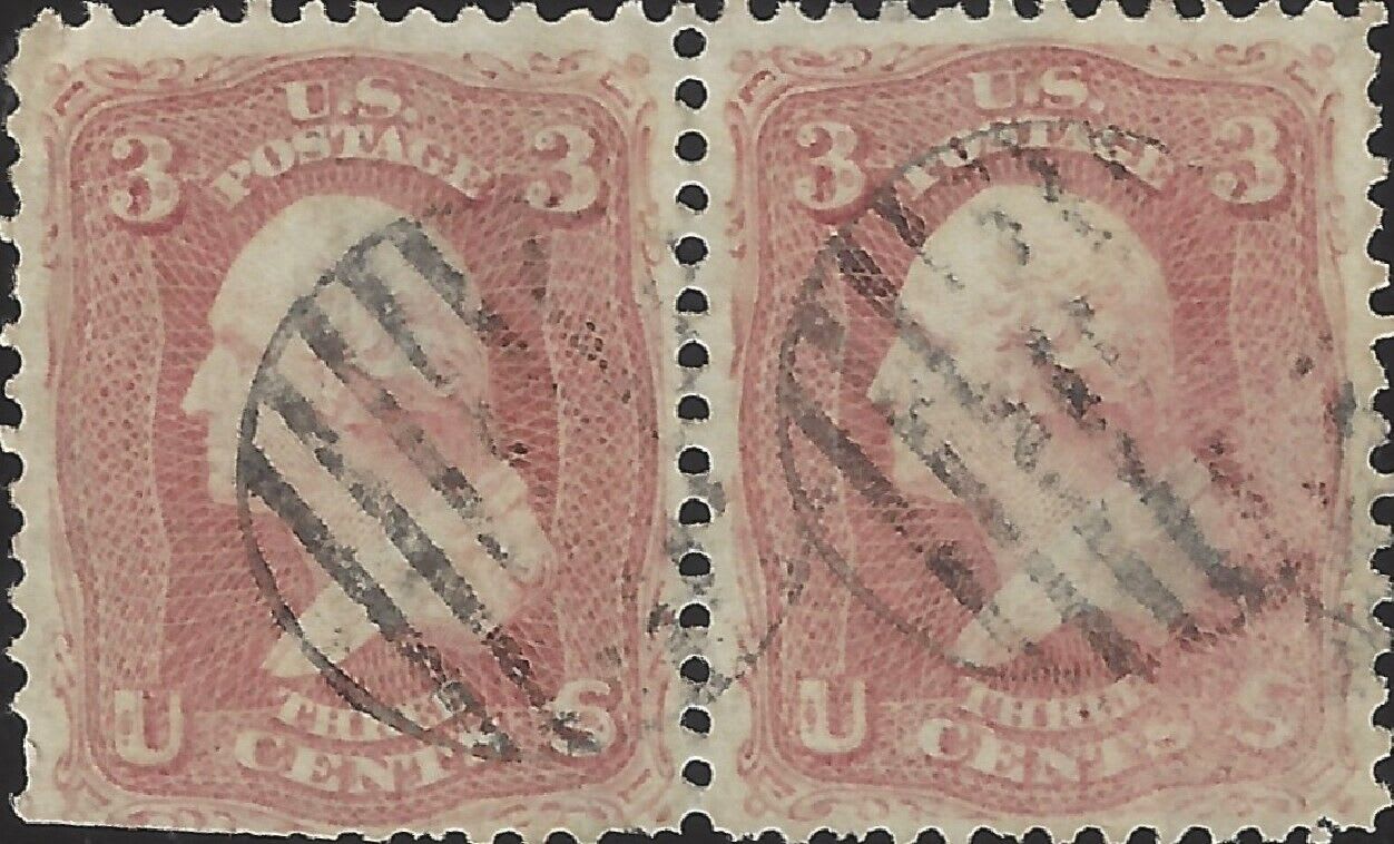 US Stamp – Scott #64 – US Scott #64 Pair Used VF 3 Cent 1871 George Washi