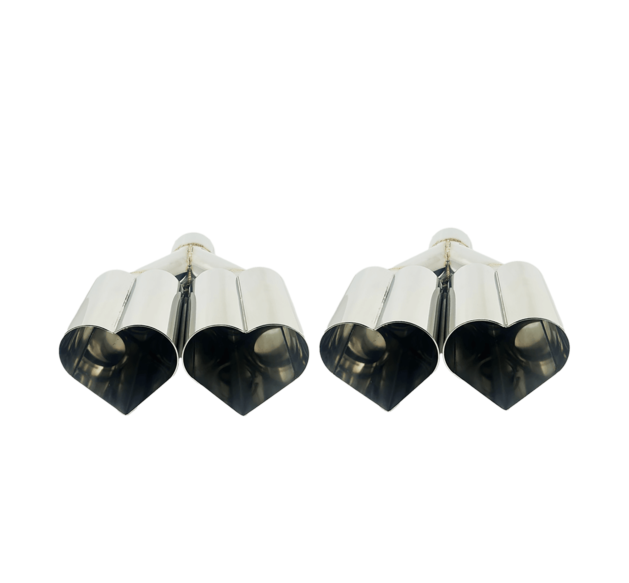 Quad Staggered Heart Shaped Exhaust Tip Stainless 1 Pair - Exhaust Tips