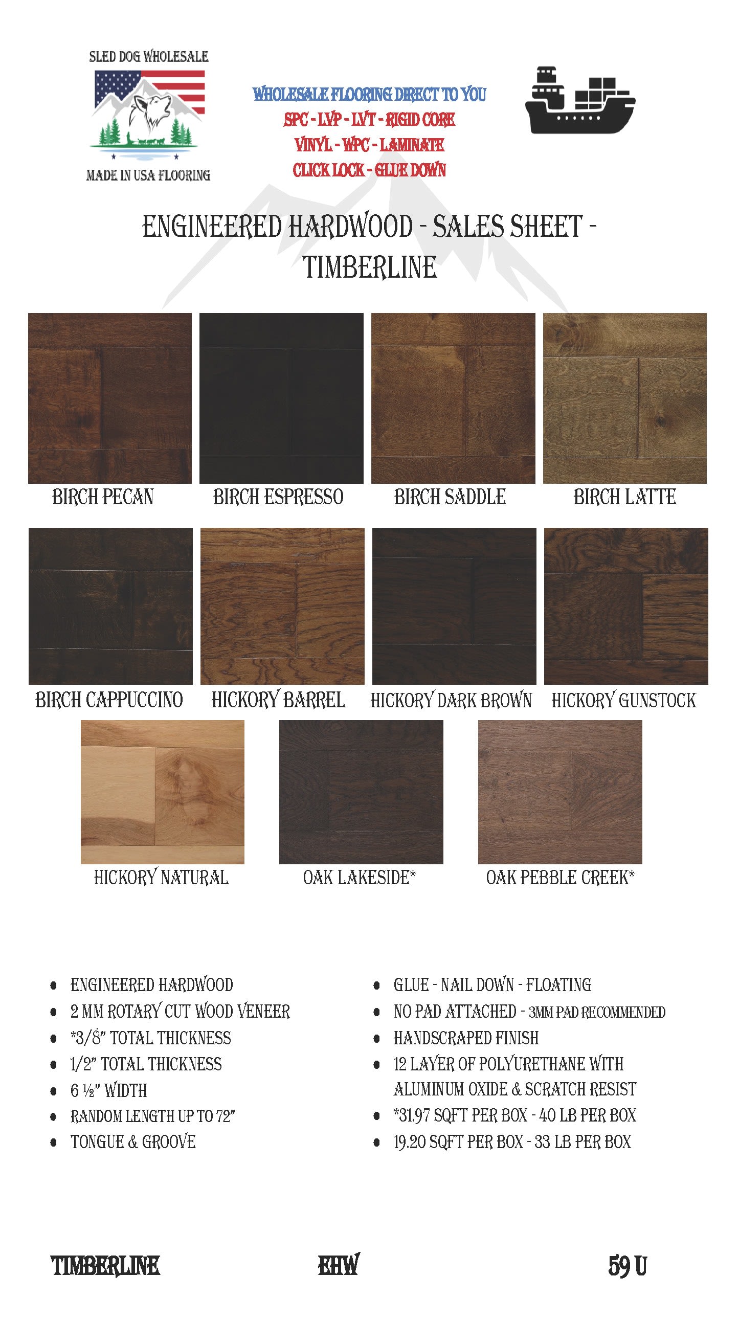 59 U - Timberline 3/8" & 1/2" - Engineered Hardwood - Sled Dog ...