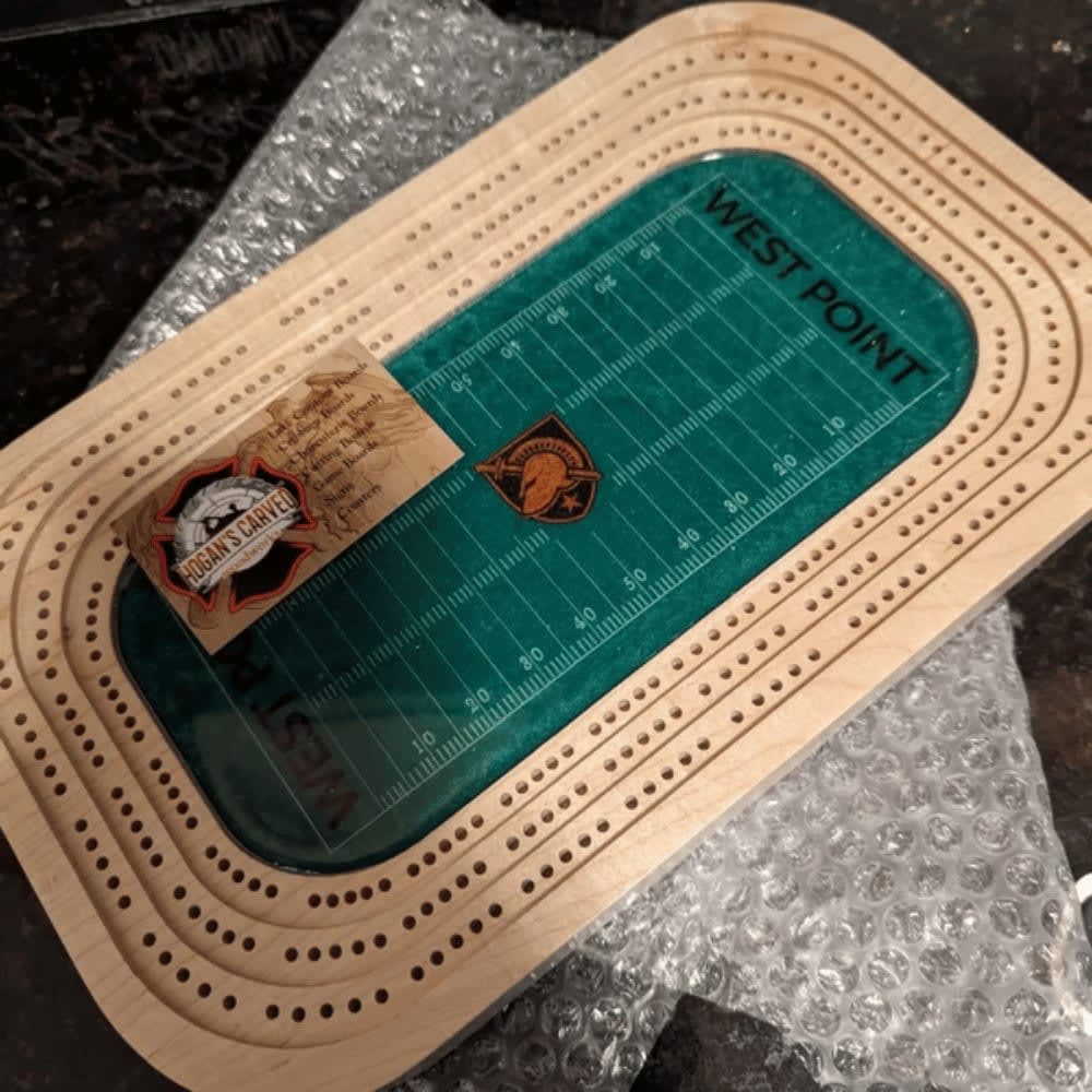 Stadium Style Cribbage Board - Game Boards - Hogan's Carved Woodworks ...