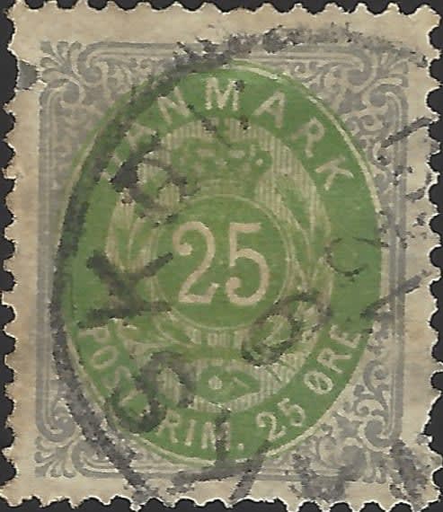 Denmark Scott #32 Used VF 25c 1875-1879 Stamp CV 40.00 - Europe Stamps