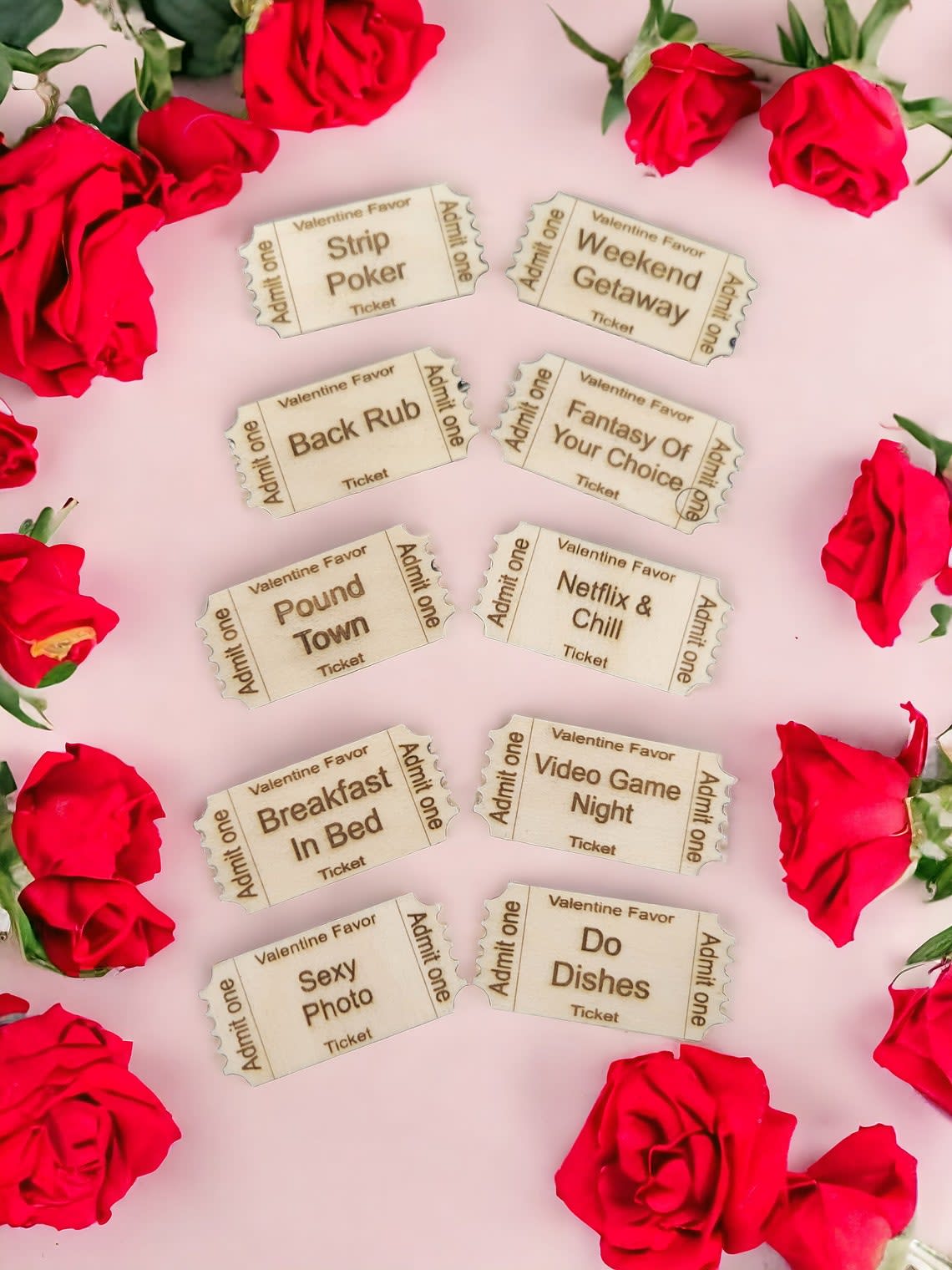 Personalized Wooden Couples Favor Tickets - Valentines Day - Knights ...