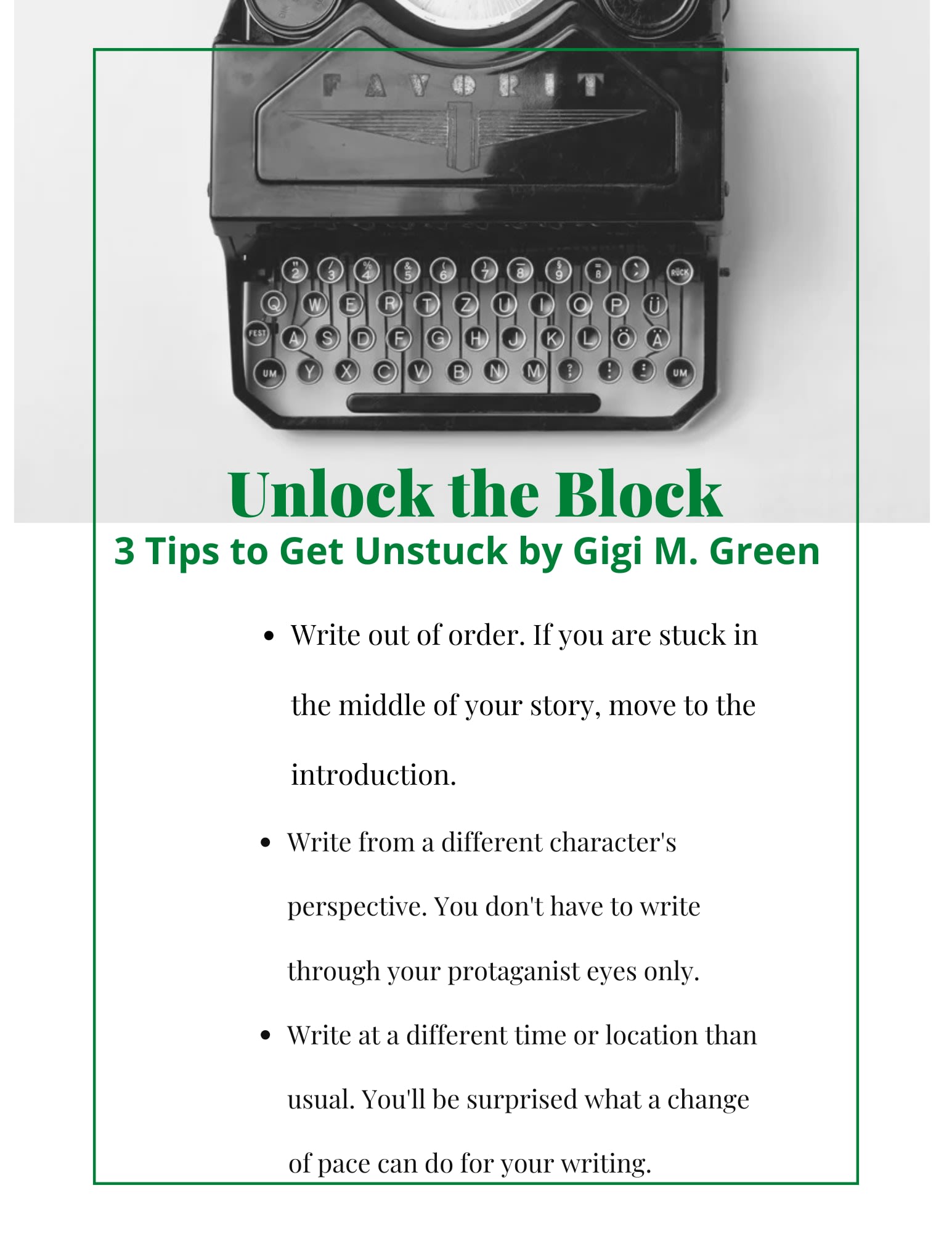 Writer's Block Tip Sheet - Free Resources - KIOME ENTERTAINMENT ...