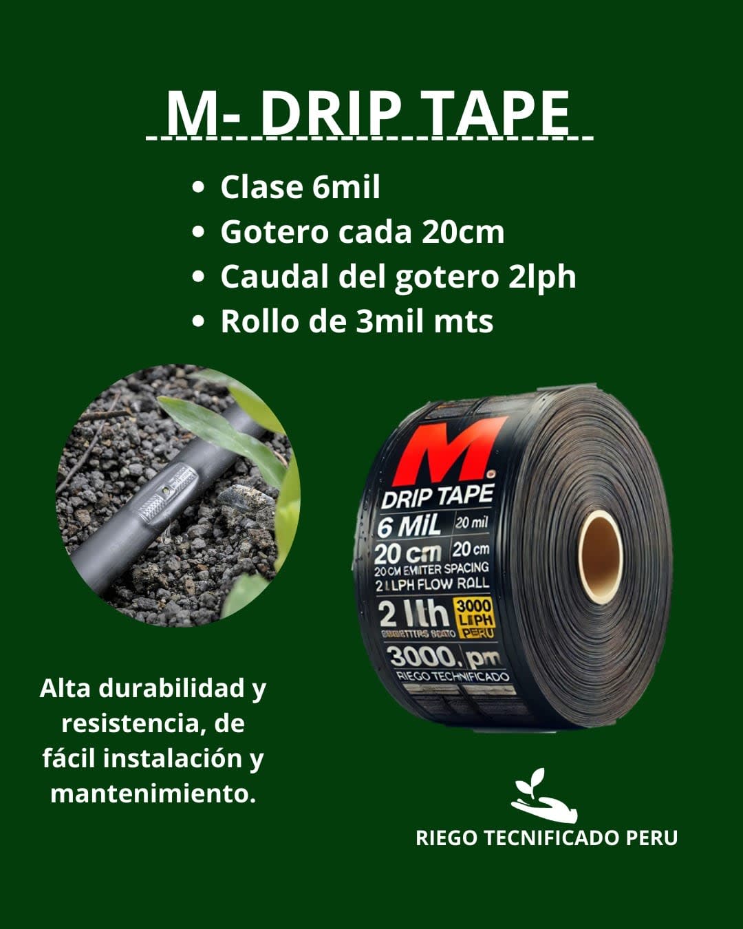 CINTA DE GOTEO P1 - DRIPL. 18M / 2.1LPH / CADA 40 CM X 1,100 MTS - IRRITEC