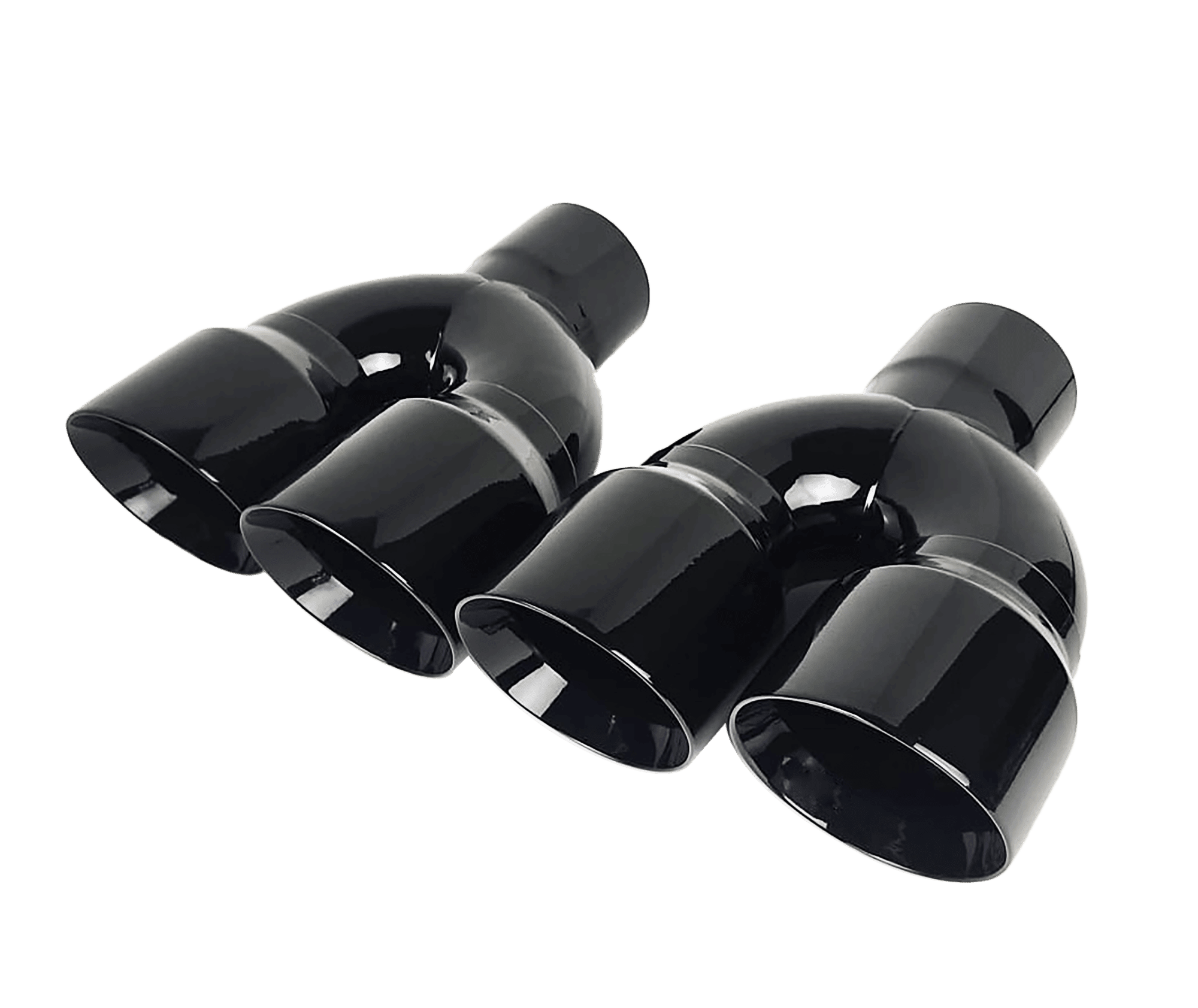 NETAMI Quad Staggered Exhaust Tip Gloss Black Powder Coated 2.5"ID x 4 ...
