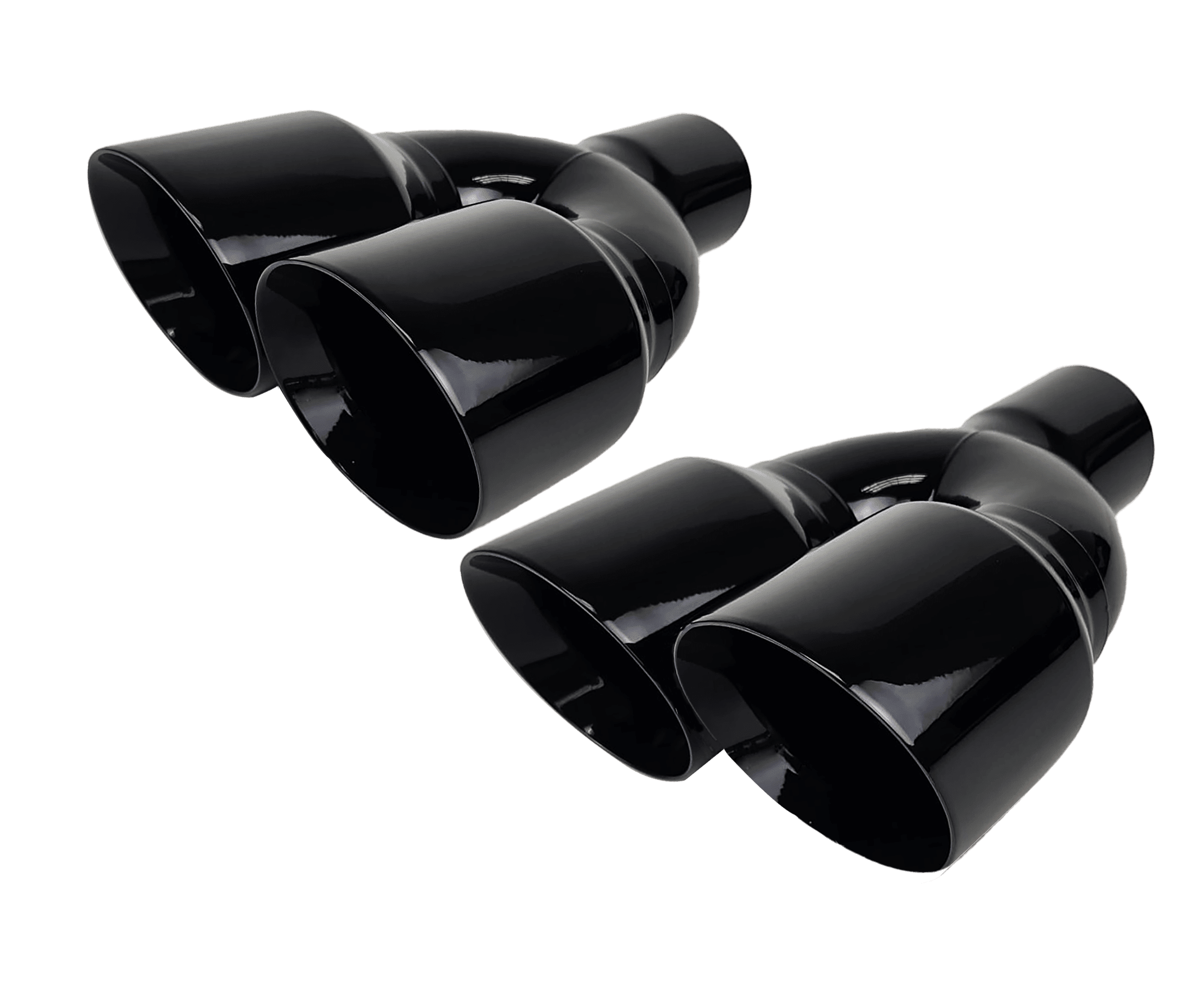 NETAMI Quad Exhaust Tip Staggered Gloss Black Powder Coated 3"ID x 4.5 ...