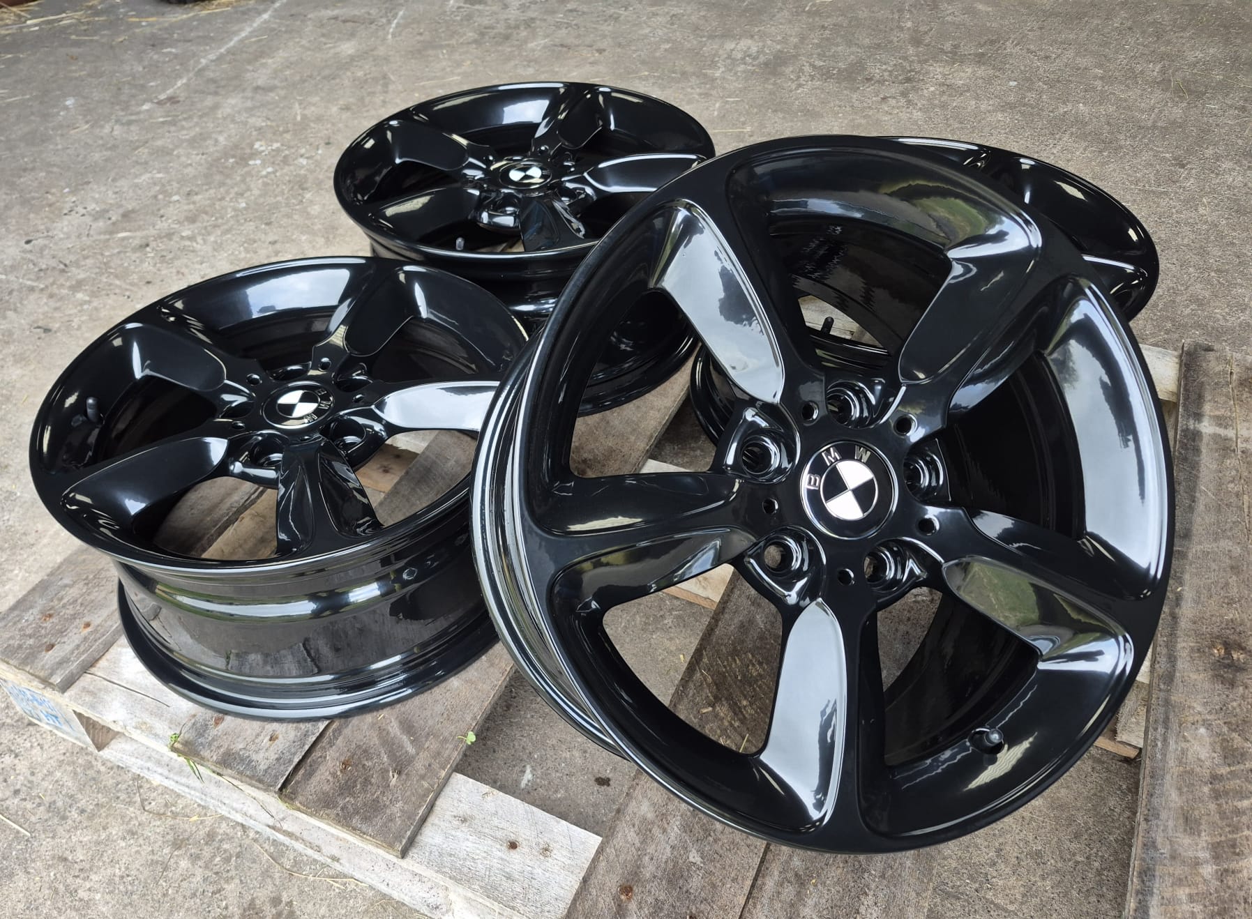 BMW Star Spoke 382 17" Staggered Alloy Wheels Gloss Black 1 3 Series