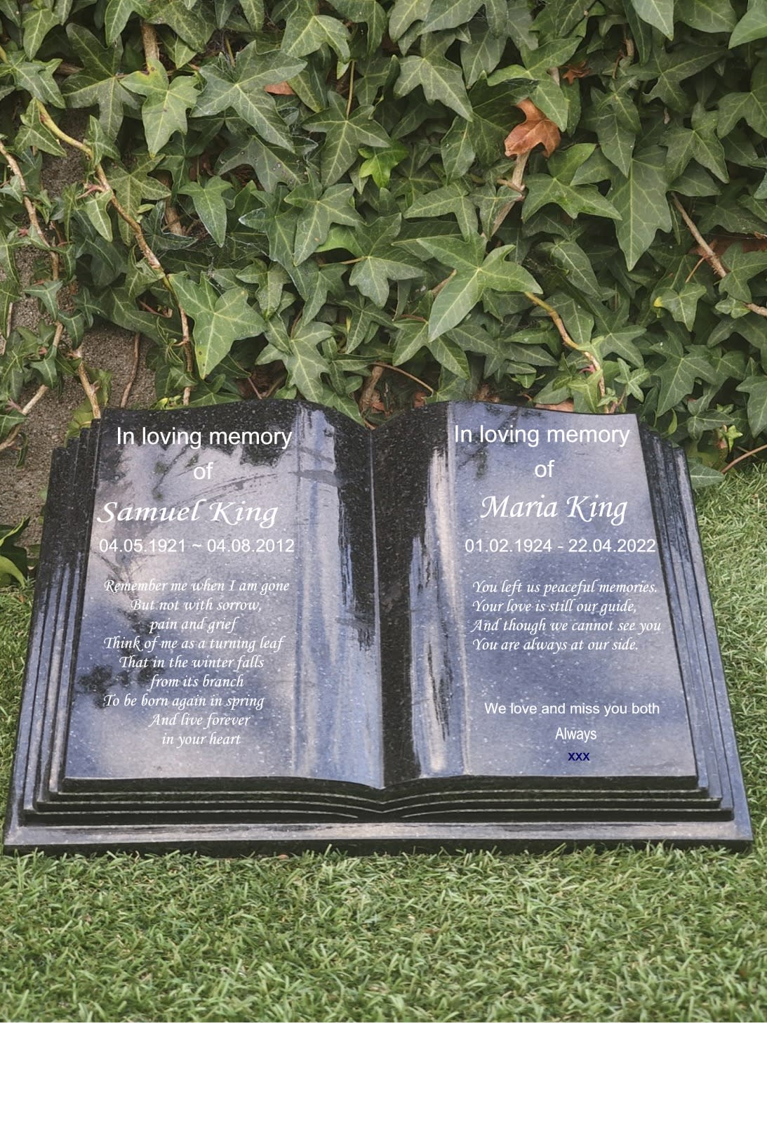 Personalised Black Granite Bible Memorial Plaque Open Book Bible ...