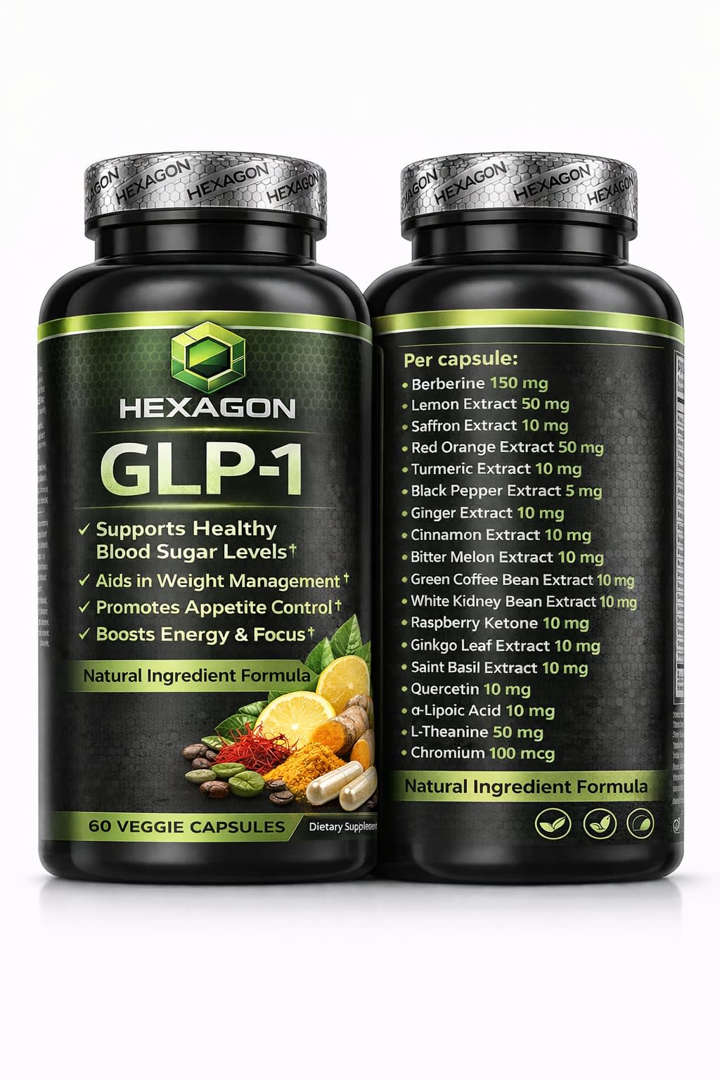 Hexagon Wellness GLP‑1 Support Capsules - Vitamins & Supplements